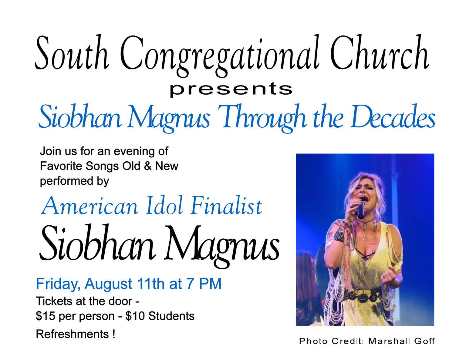 “Siobhan Magnus Through the Decades” – South Congregational Church